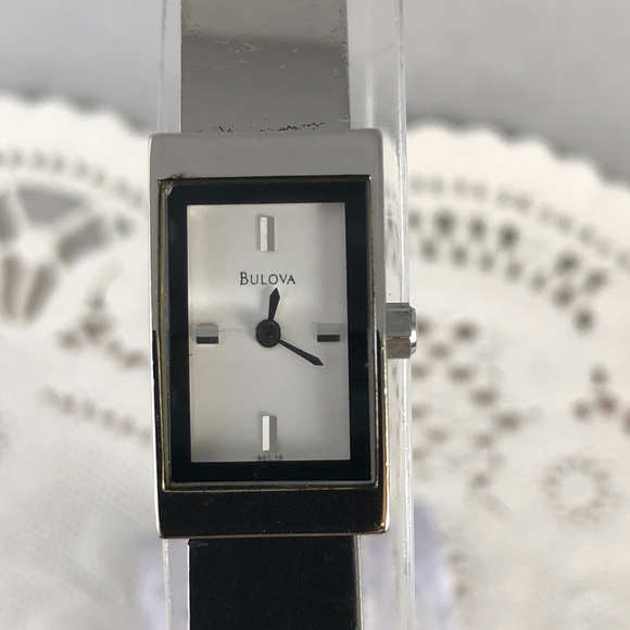 Bulova | Accessories | Vintage Bulova Beveled Case Crystal Ss Watch ...